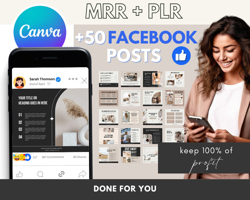 50+ Canva Facebook Post Templates: MRR PLR Resell Rights – Best PLR Digital
